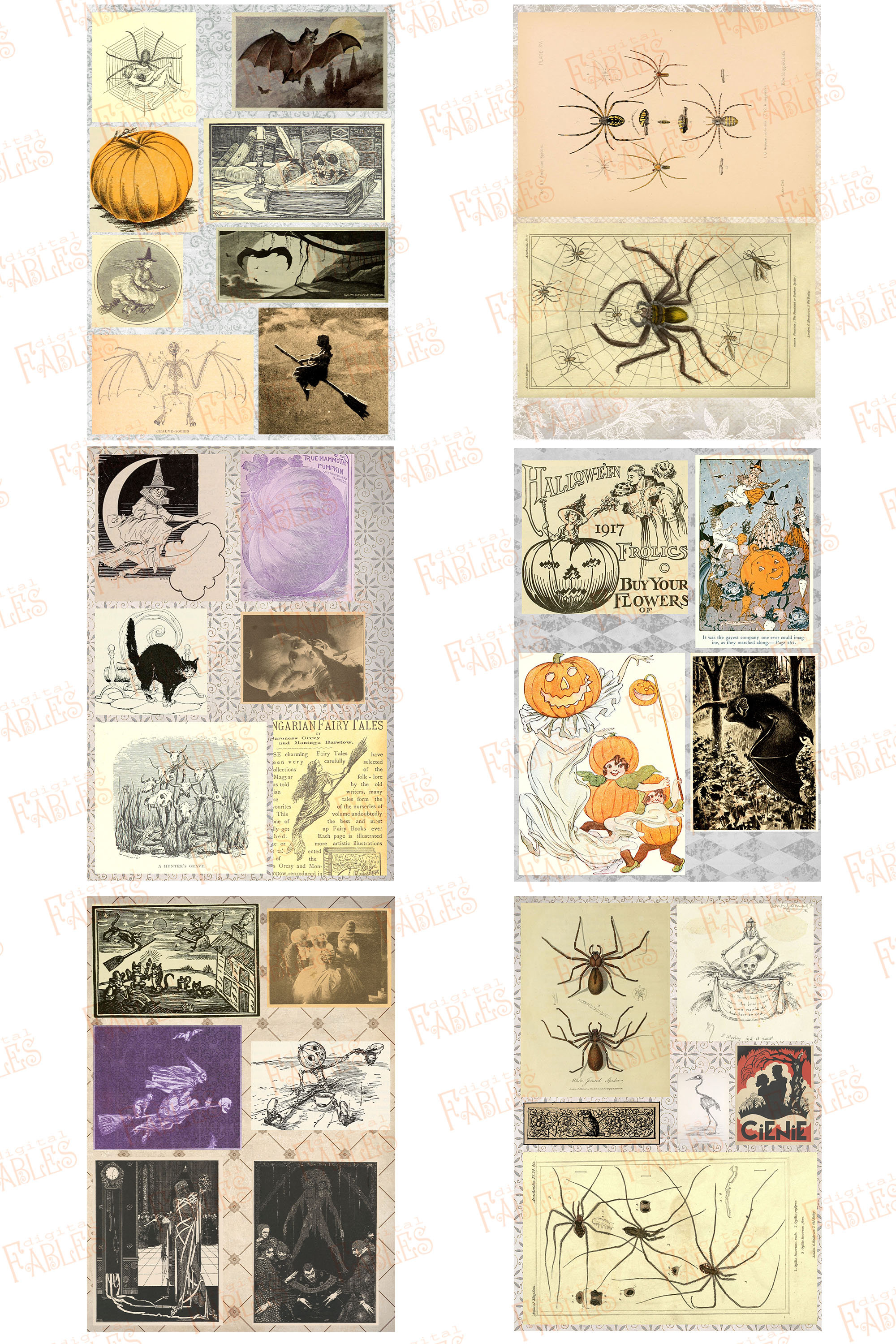 Halloween Images Set, Digital Printable Download, Vintage Halloween ...
