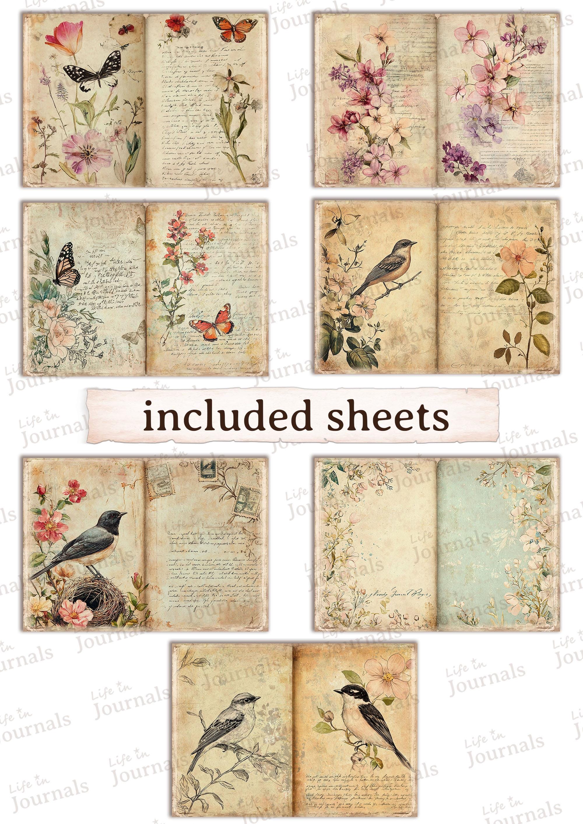 Vintage Floral Junk Journal Printable Pages, Spring Summer Shabby ...