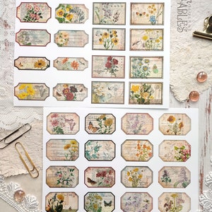 Floral Labels, Printable Vintage Flowers Ephemera, Junk Journal ...