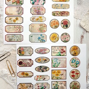 Floral Labels, Printable Vintage Flowers Ephemera, Junk Journal ...