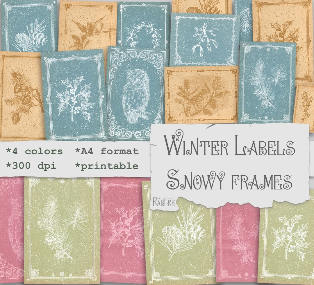 Snowy Printable Labels Various Colors, Winter Ephemera for Journal ...