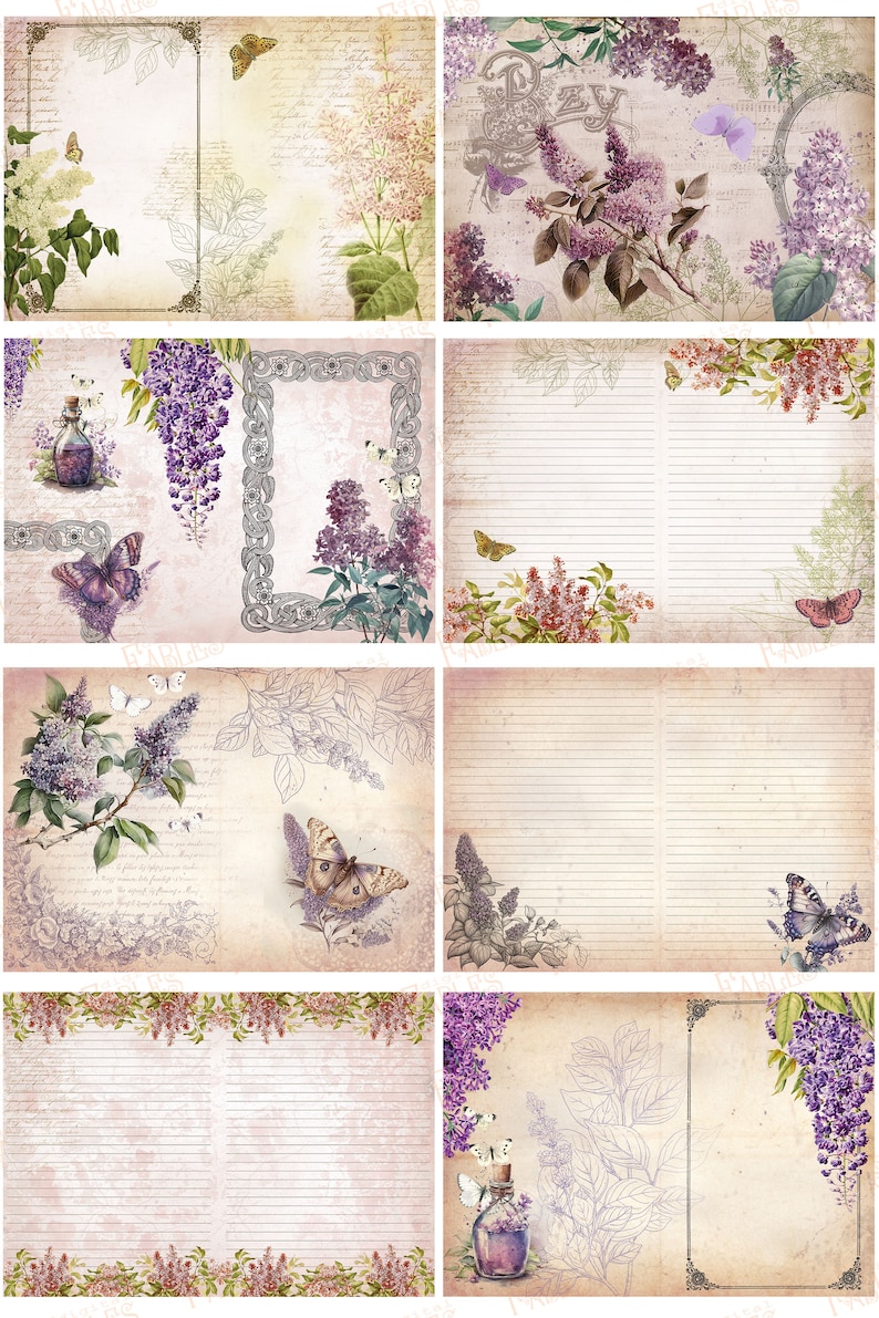 Lilac Energy Journal Kit, Spring Junk Jurnal Pages & Ephemera, Lilac ...
