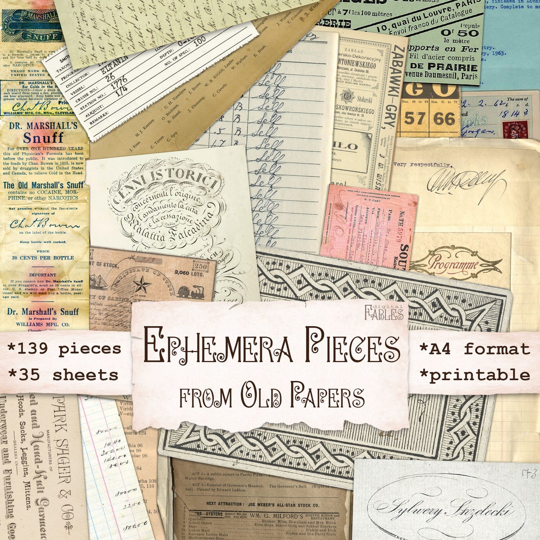 Vintage Ephemera Pieces From Old Antique Papers, Newspapers, Magazines ...