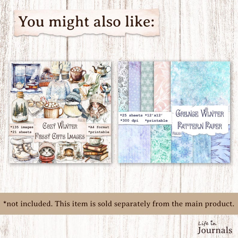Cozy Winter Washi Tape Strips Printable, Winter Scrapbooking Ephemera ...