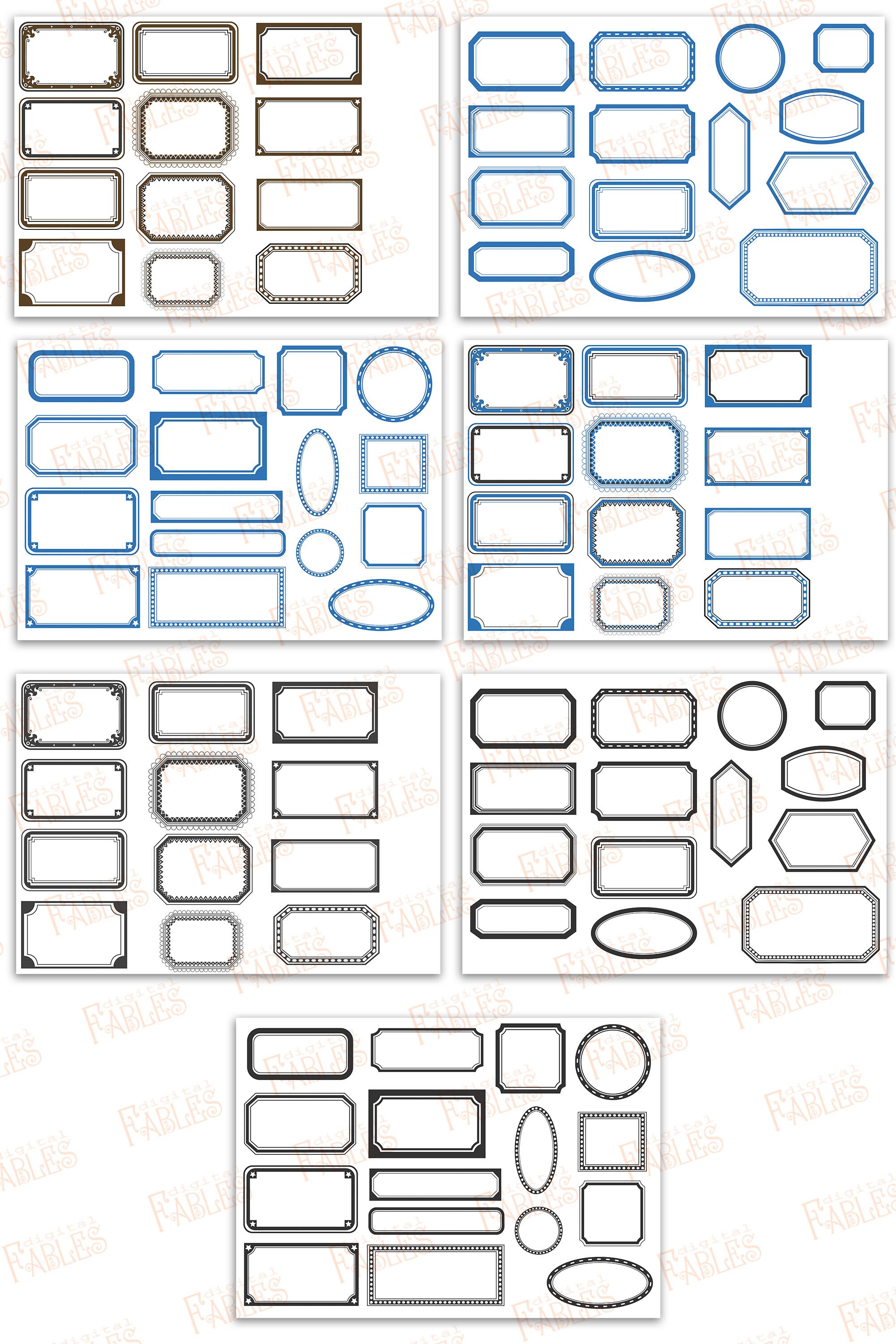 Retro Labels Printable, Vintage Style Ephemera, Red Green Blue Frame ...