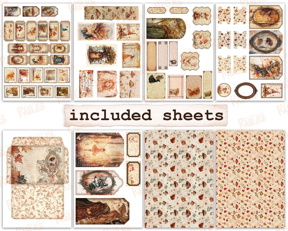 Enchanted Autumn Junk Journal Kit, Printable Woodland Fairy Tale, Fall ...