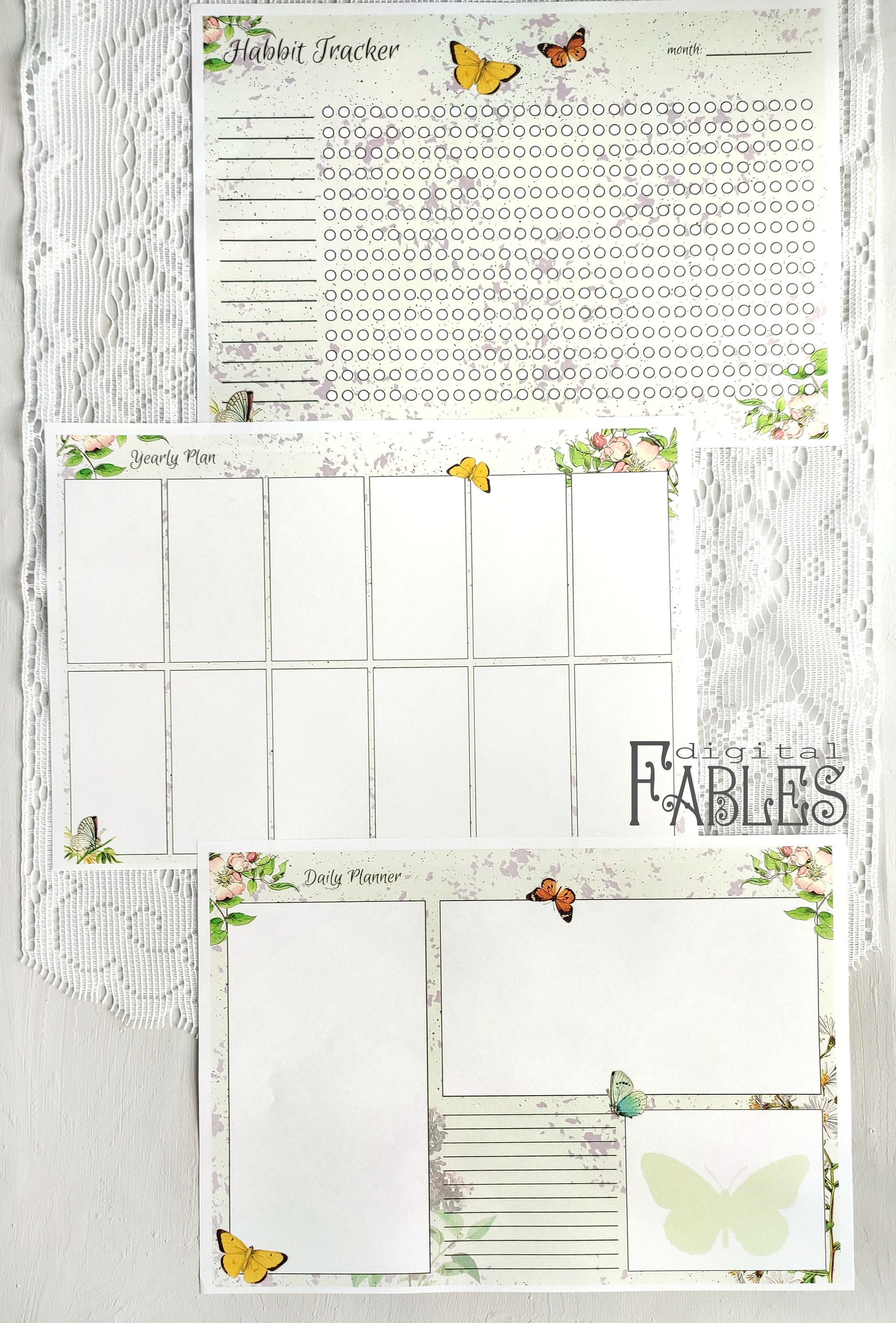 Printable Planner Sheets, Pastel and Butterfly, Daily, Weekly, Monthly ...