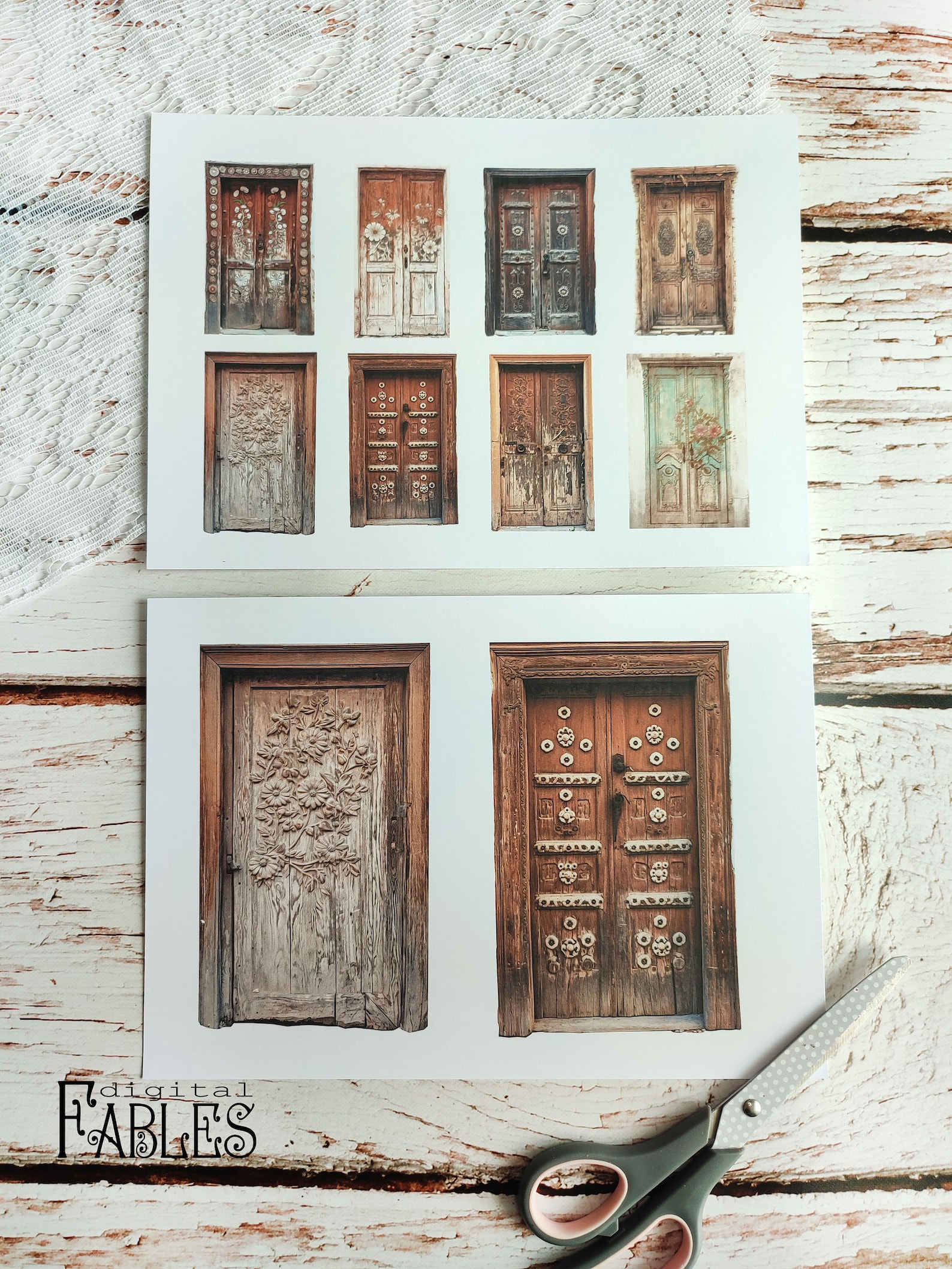 Wood Doors Scrapbook Printable, Open, Digital Journal Ephemera, Fairy ...
