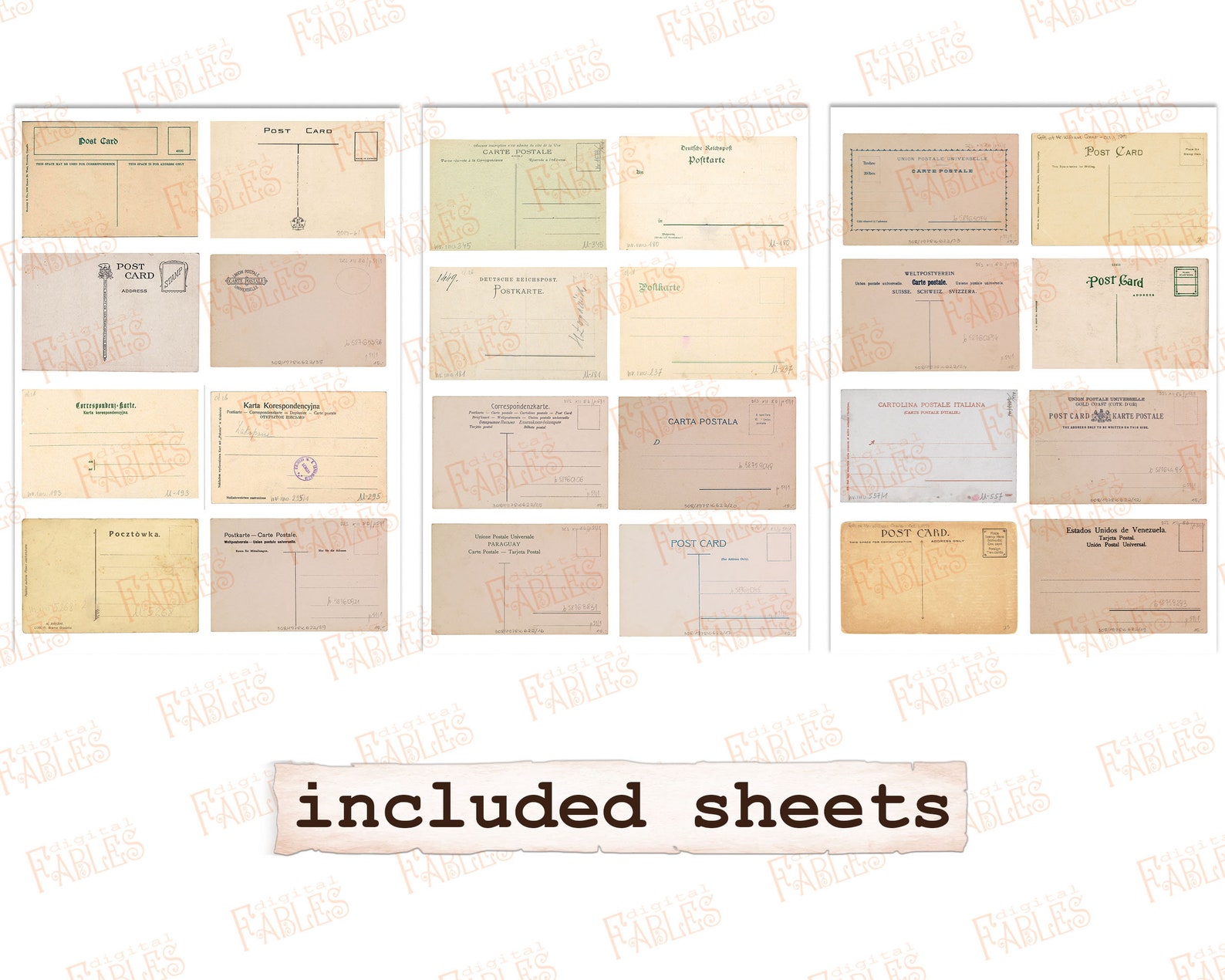 Old Postcards Printable, Vintage Junk Journal Ephemera, Scrapbook Carte ...