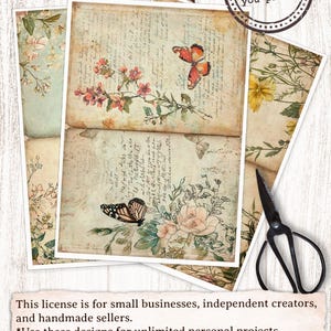 Vintage Floral Junk Journal Printable Pages, Spring Summer Shabby ...