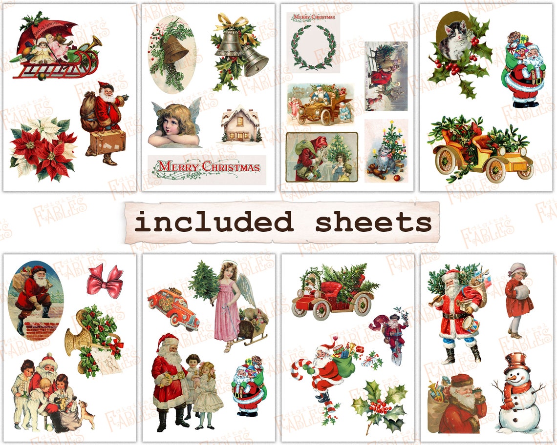 Christmas Fussy Cuts, Vintage Christmas Junk Journal Ephemera ...