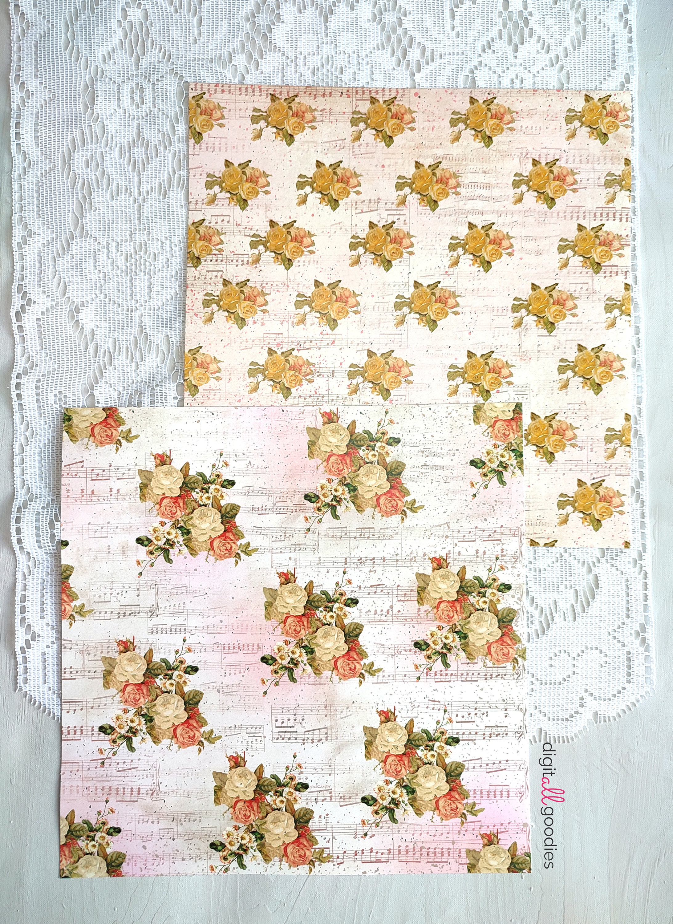 Vintage Romantic Roses Shabby Printable Pattern Paper for - Etsy