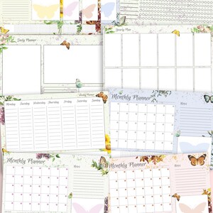 Printable Planner Sheets, Pastel and Butterfly, Daily, Weekly, Monthly ...