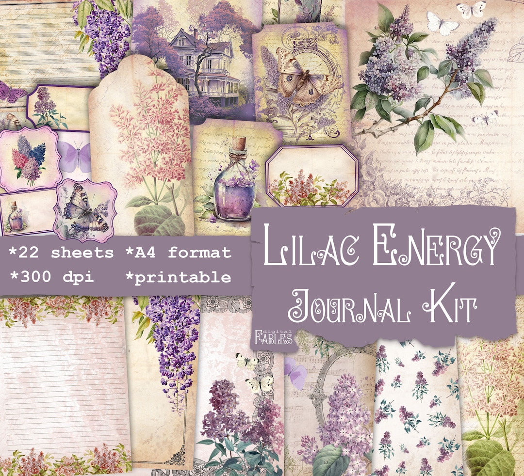 Lilac Energy Journal Kit, Spring Junk Jurnal Pages & Ephemera, Lilac ...