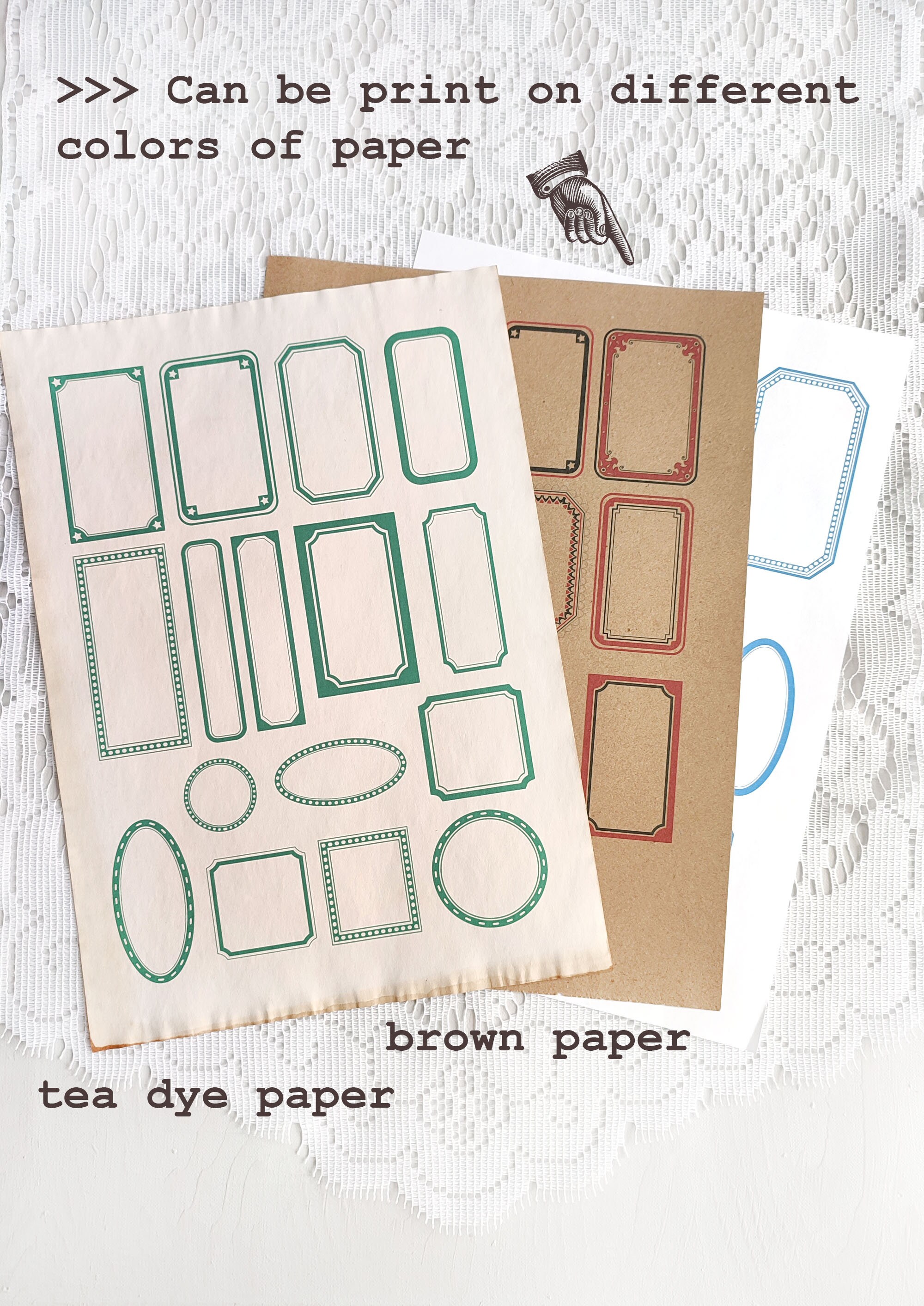 Retro Labels Printable, Vintage Style Ephemera, Red Green Blue Frame ...