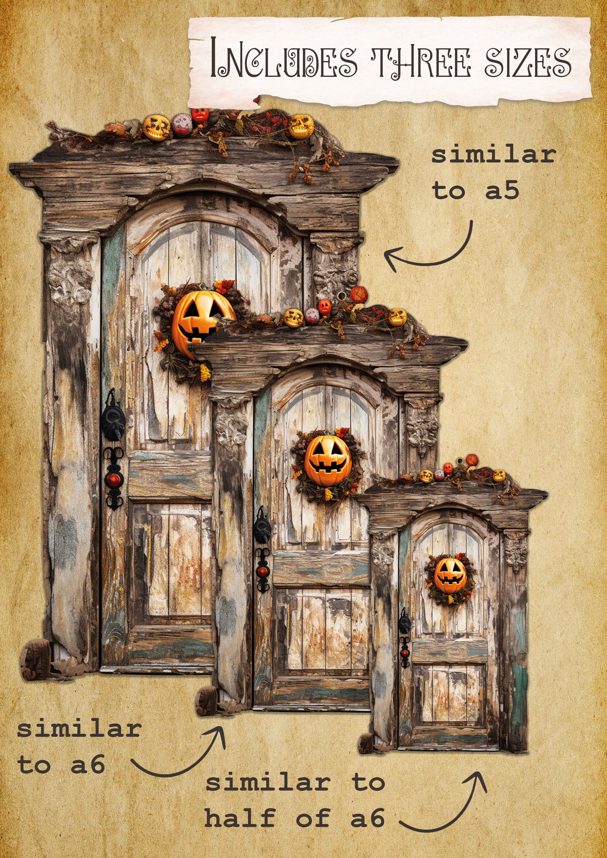 Halloween Wood Doors, Scrapbook Printable, Open, Digital Journal ...