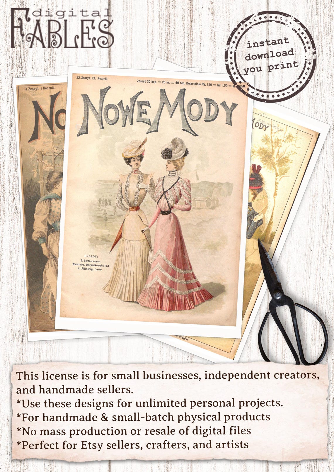 Vintage Fashion Old Magazine Covers, Authentic 1890-1910 Pages, Junk ...