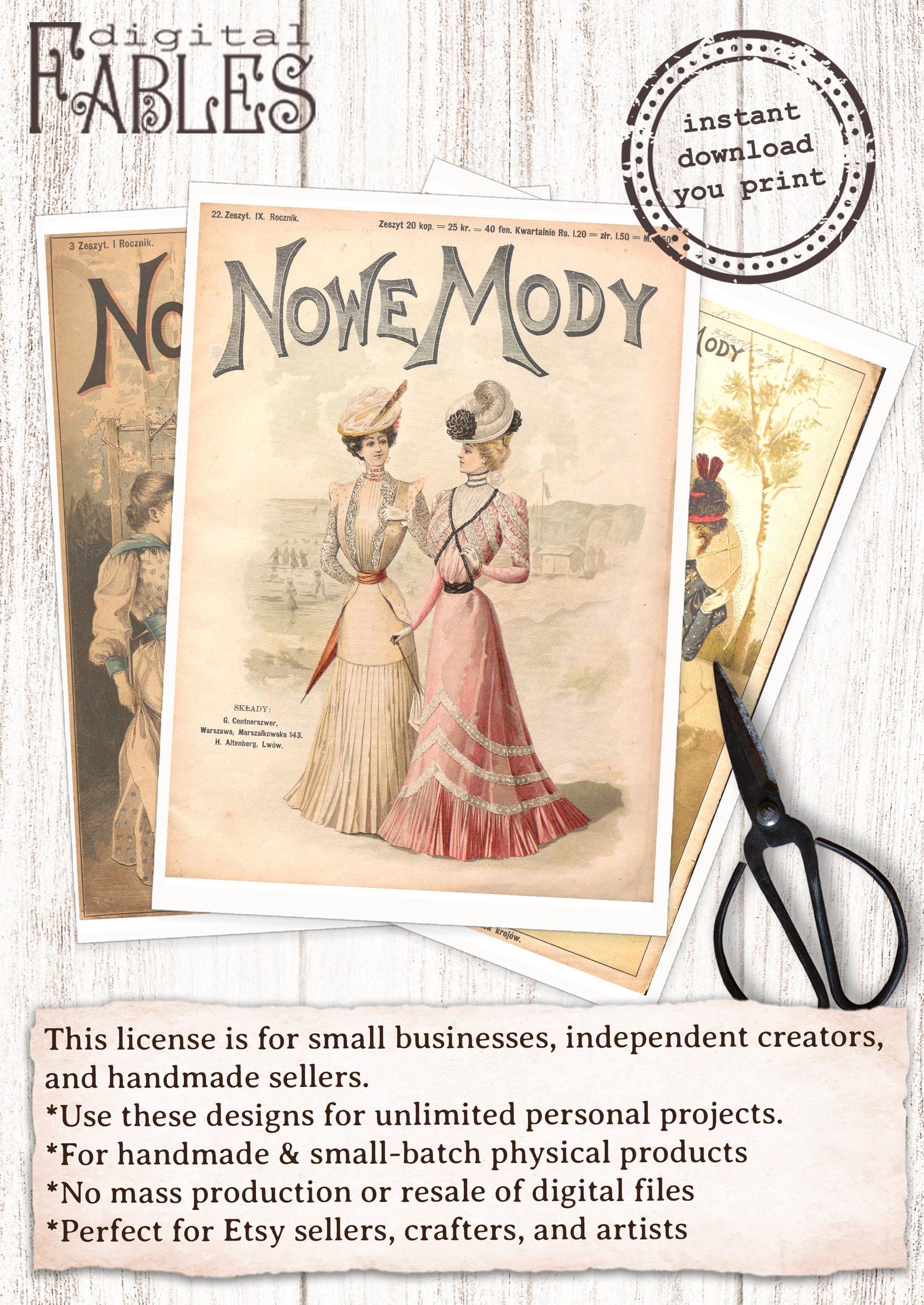 Vintage Fashion Old Magazine Covers, Authentic 1890-1910 Pages, Junk ...