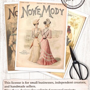 Vintage Fashion Old Magazine Covers, Authentic 1890-1910 Pages, Junk ...