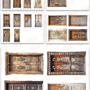 Wood Doors Scrapbook Printable, Open, Digital Journal Ephemera, Fairy ...