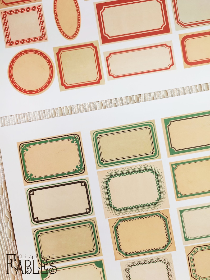 Retro Red Lables With Vintage Backgrounds Printable Scrapbook - Etsy