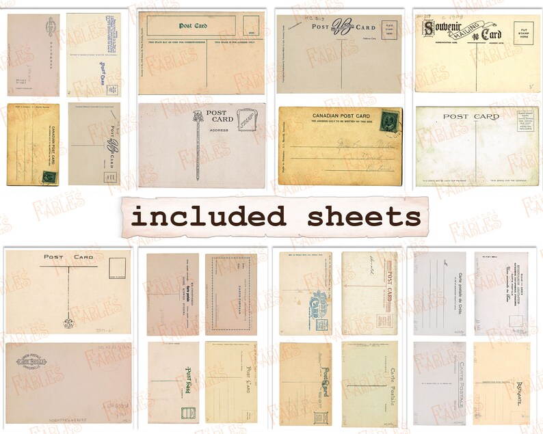 Old Postcards Printable, Vintage Junk Journal Ephemera, Scrapbook Carte ...