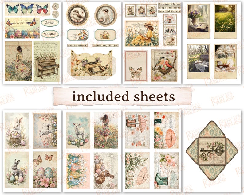 Spring Ephemera Kit, Vintage Aesthetics Junk Journal Printable, Easter ...