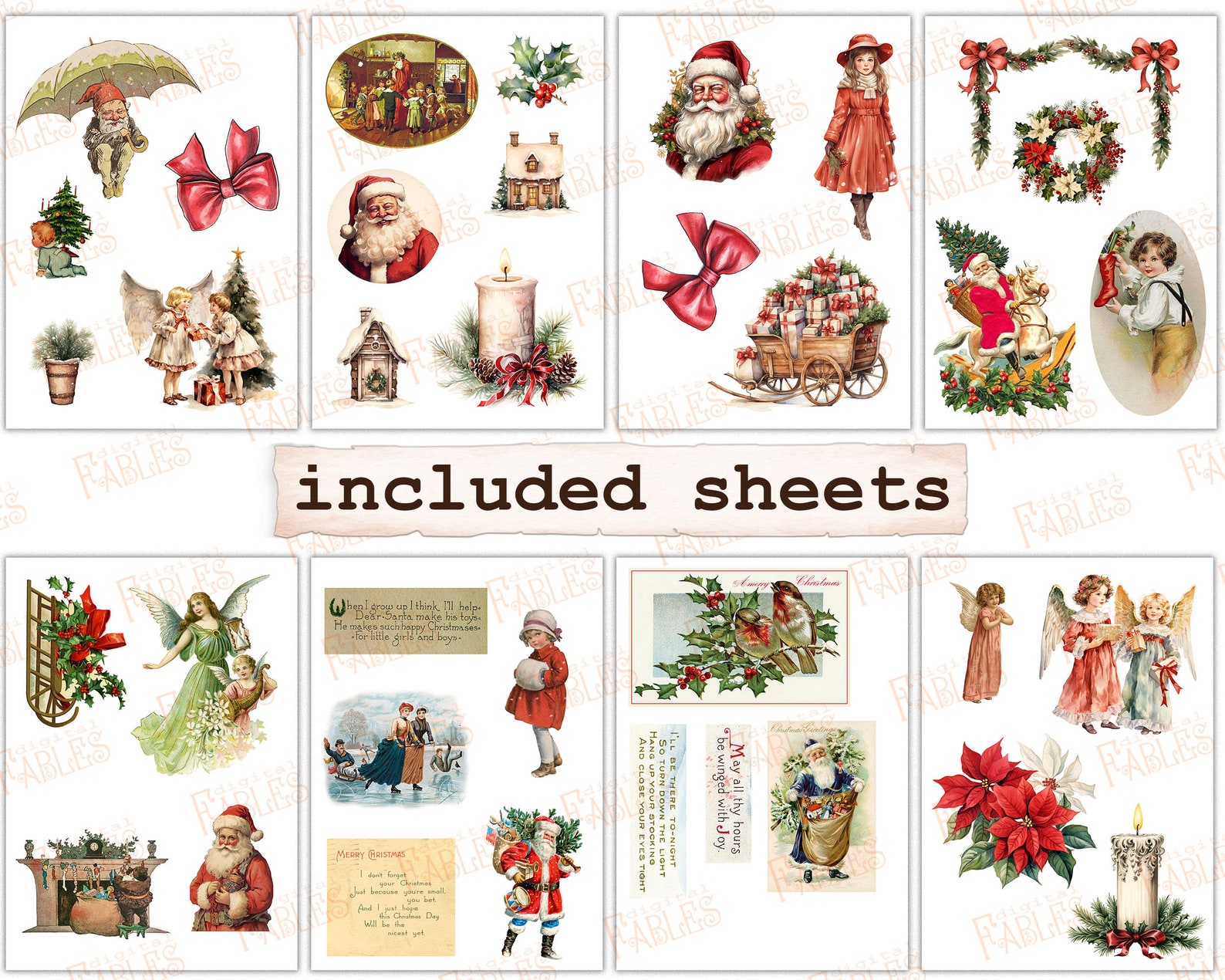 Christmas Fussy Cuts, Vintage Christmas Junk Journal Ephemera ...