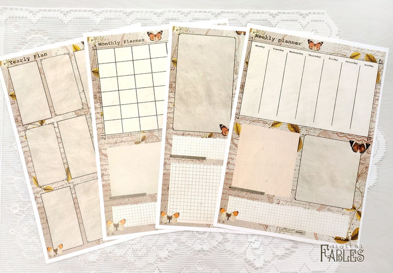 Printable Vintage Planner: Yearly, Monthly, Weekly, Daily Plans ...