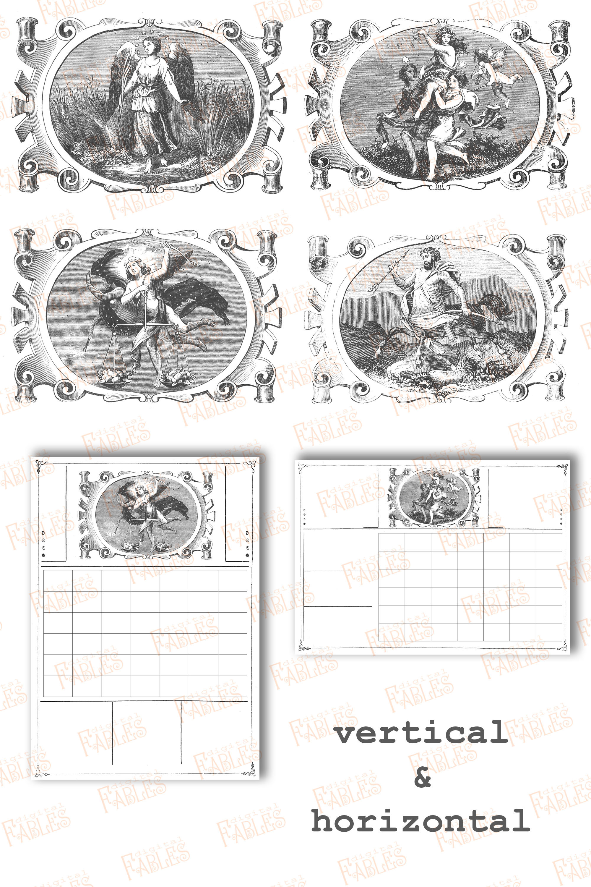 Astrology Monthly Planner Printable, Vintage Zodiac Signs Images ...