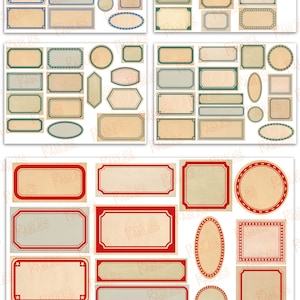 Retro Red Lables With Vintage Backgrounds, Printable Scrapbook Ephemera ...