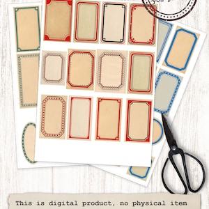 Retro Red Lables With Vintage Backgrounds, Printable Scrapbook Ephemera ...