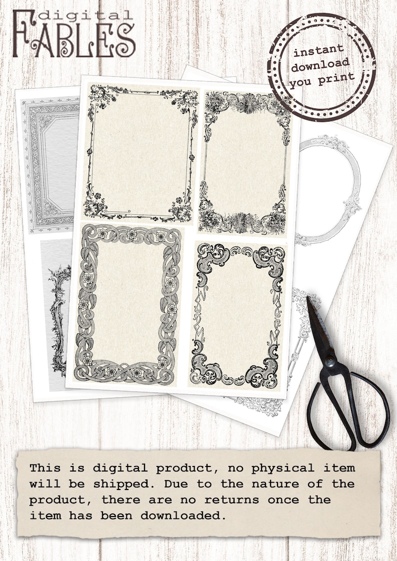 24 Beautiful Frames/labels Digital Printable Instant - Etsy