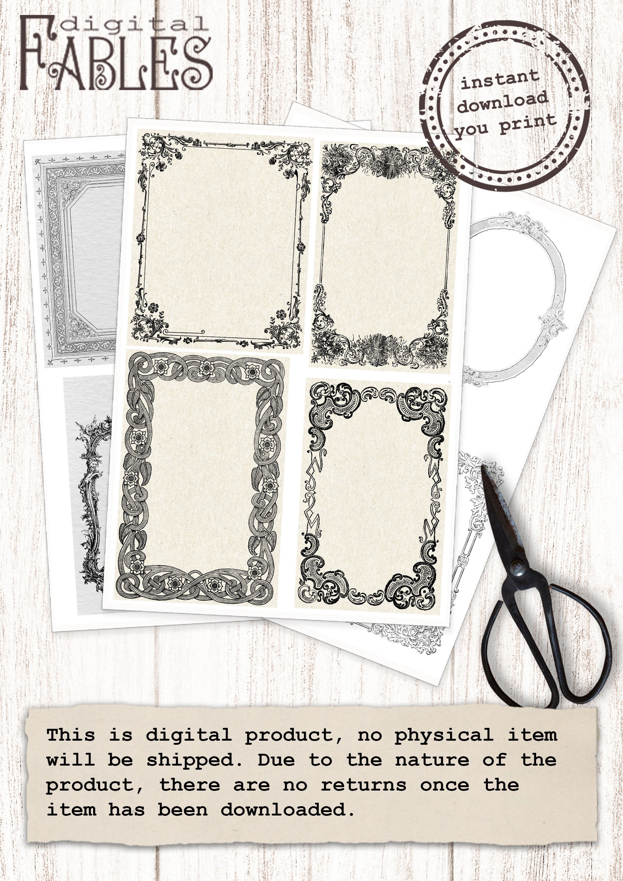 24 Beautiful Frames/labels Digital Printable Instant - Etsy