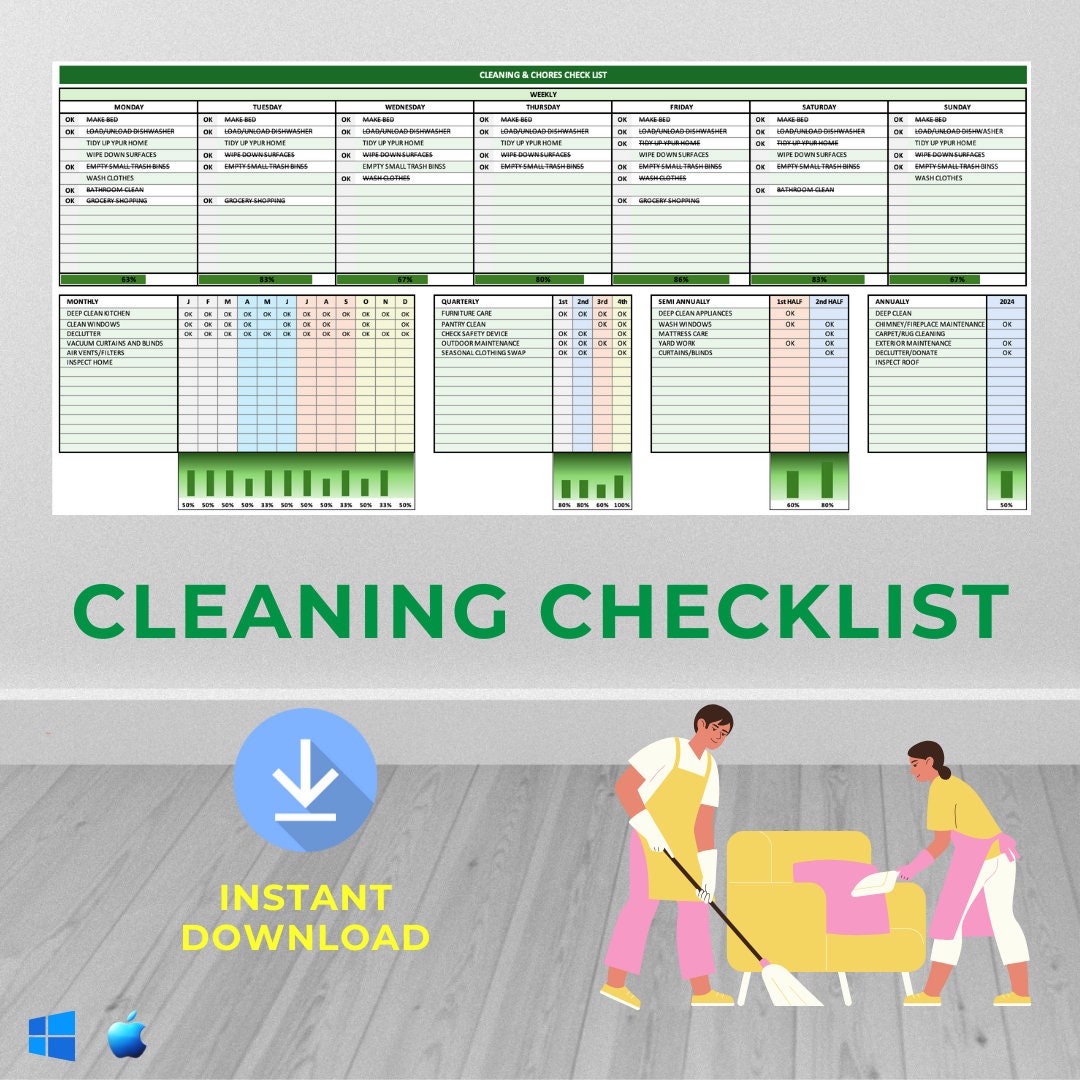 Comprehensive Cleaning Checklist: Daily, Monthly, Annual Chores ...