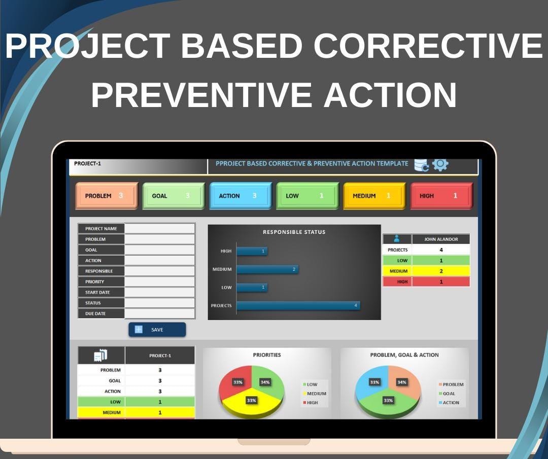 Project-based CAPA Excel Template: Quality Issue Management (instant ...