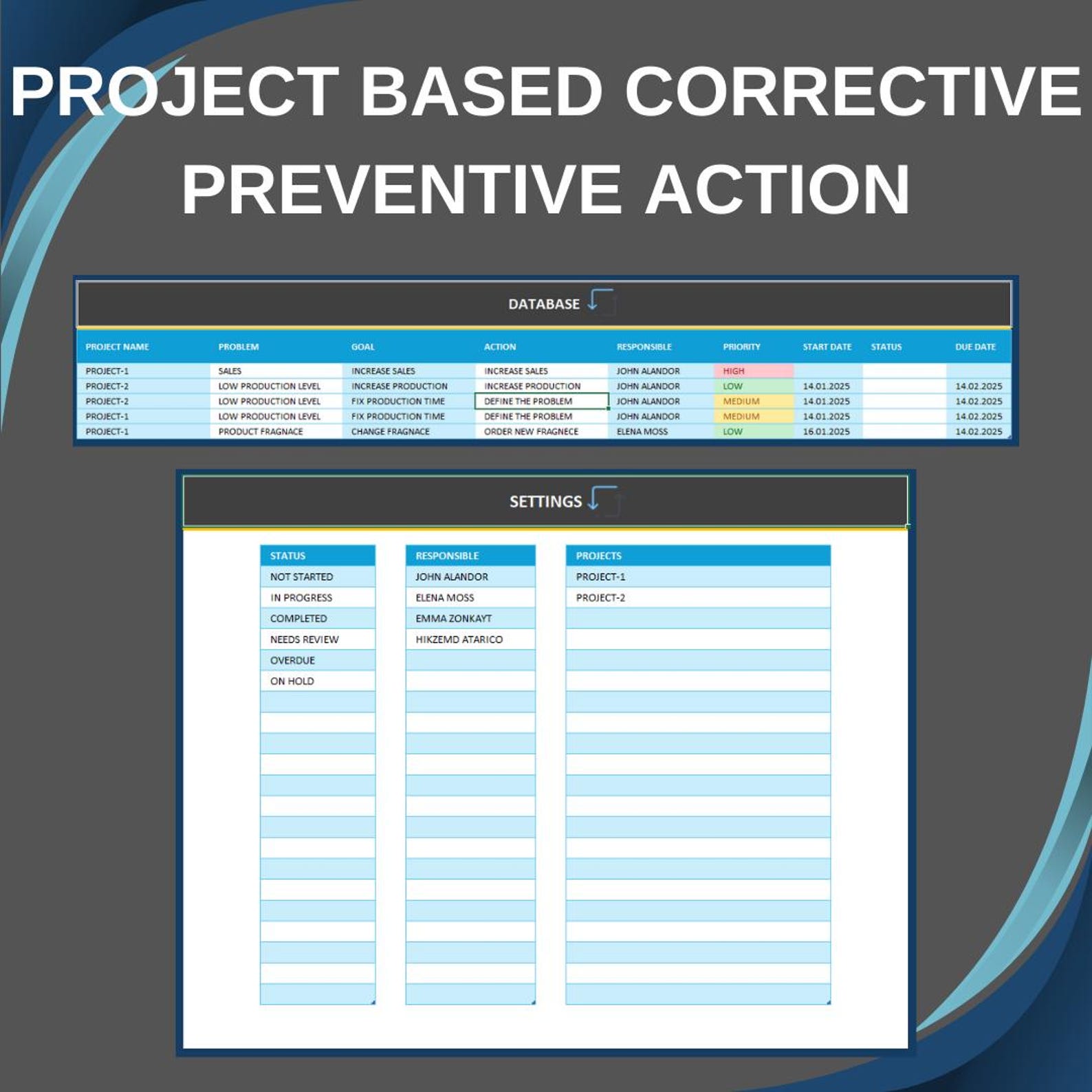 Project-based CAPA Excel Template: Quality Issue Management (instant ...