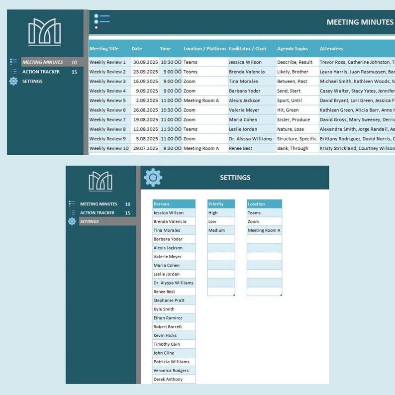 Meeting Minutes & Action Tracker Excel Template | ISO 9001 Compliant ...