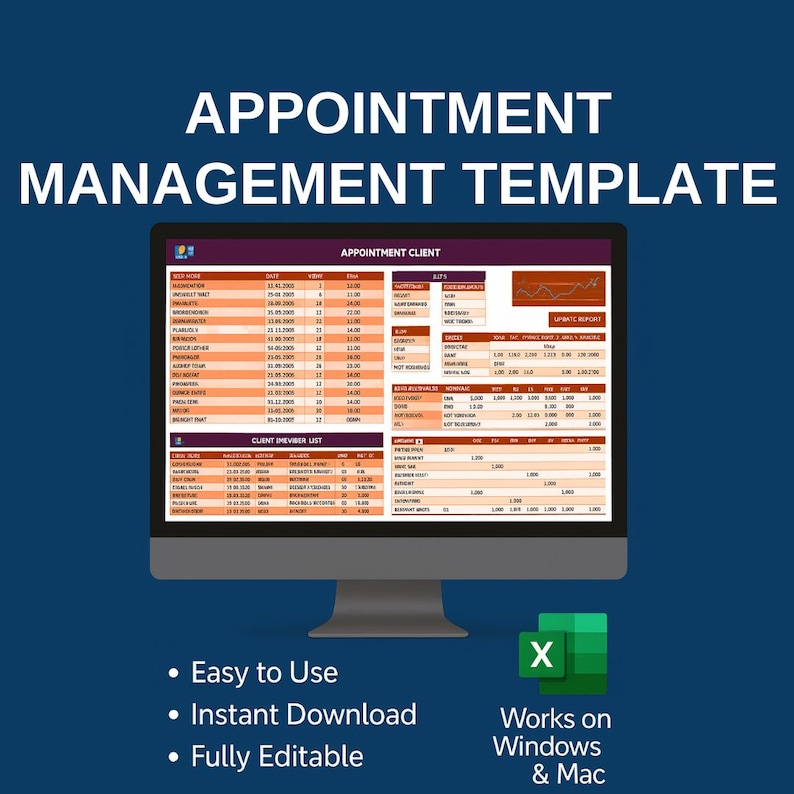 Appointment Scheduler Excel Template | Client Database | Payment ...