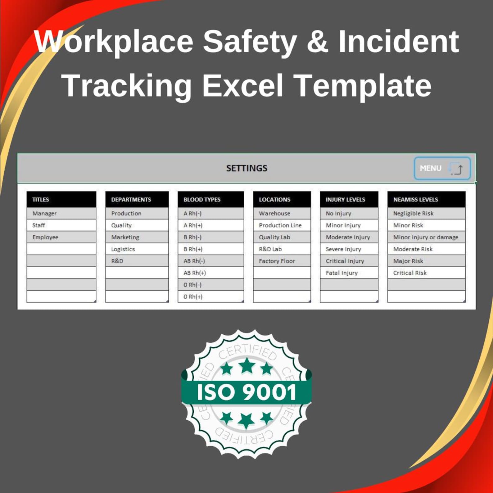 Workplace Safety & Incident Tracking Excel Template, Work Accidents ...