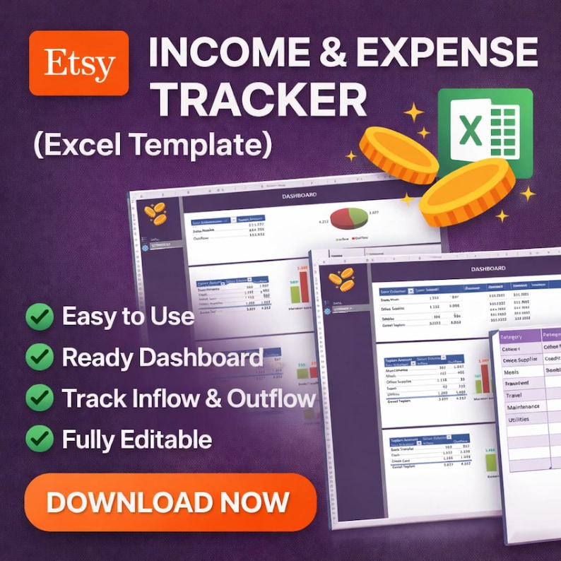 Excel Income and Expense Tracker | Budget Spreadsheet (digital Download ...