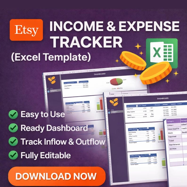Excel Income and Expense Tracker | Budget Spreadsheet (digital Download ...