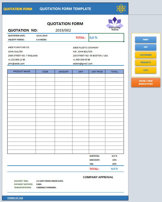 Quotation Template Sales Template Quotation Program Quotation Planner ...