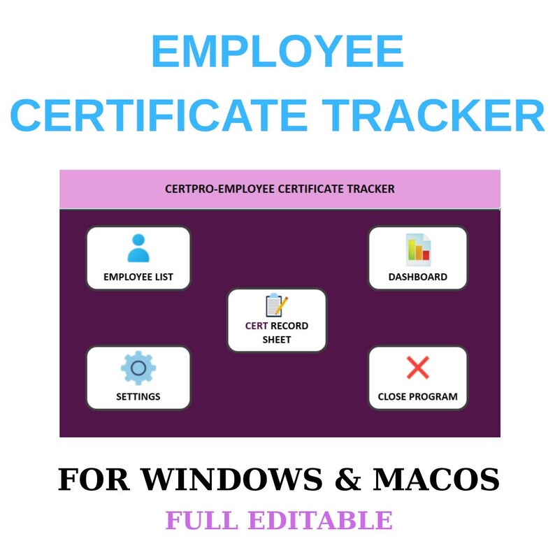 Excel Employee Certificate Tracker, Printable Log Template, HR ...