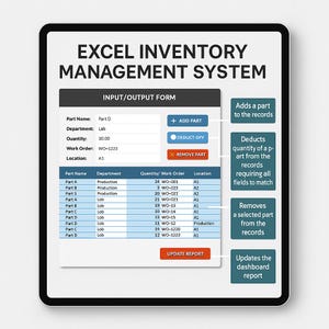 Simple Excel Inventory Management Template | Stock Control Dashboard | Add, Deduct, Remove Parts ...