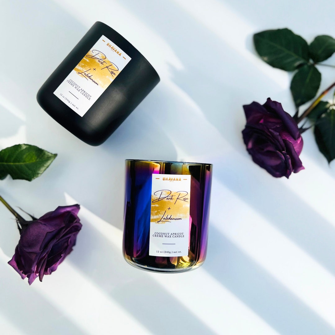 Dark Rose + Labdanum Refillable Candle | Coconut Apricot Creme Wax - Etsy