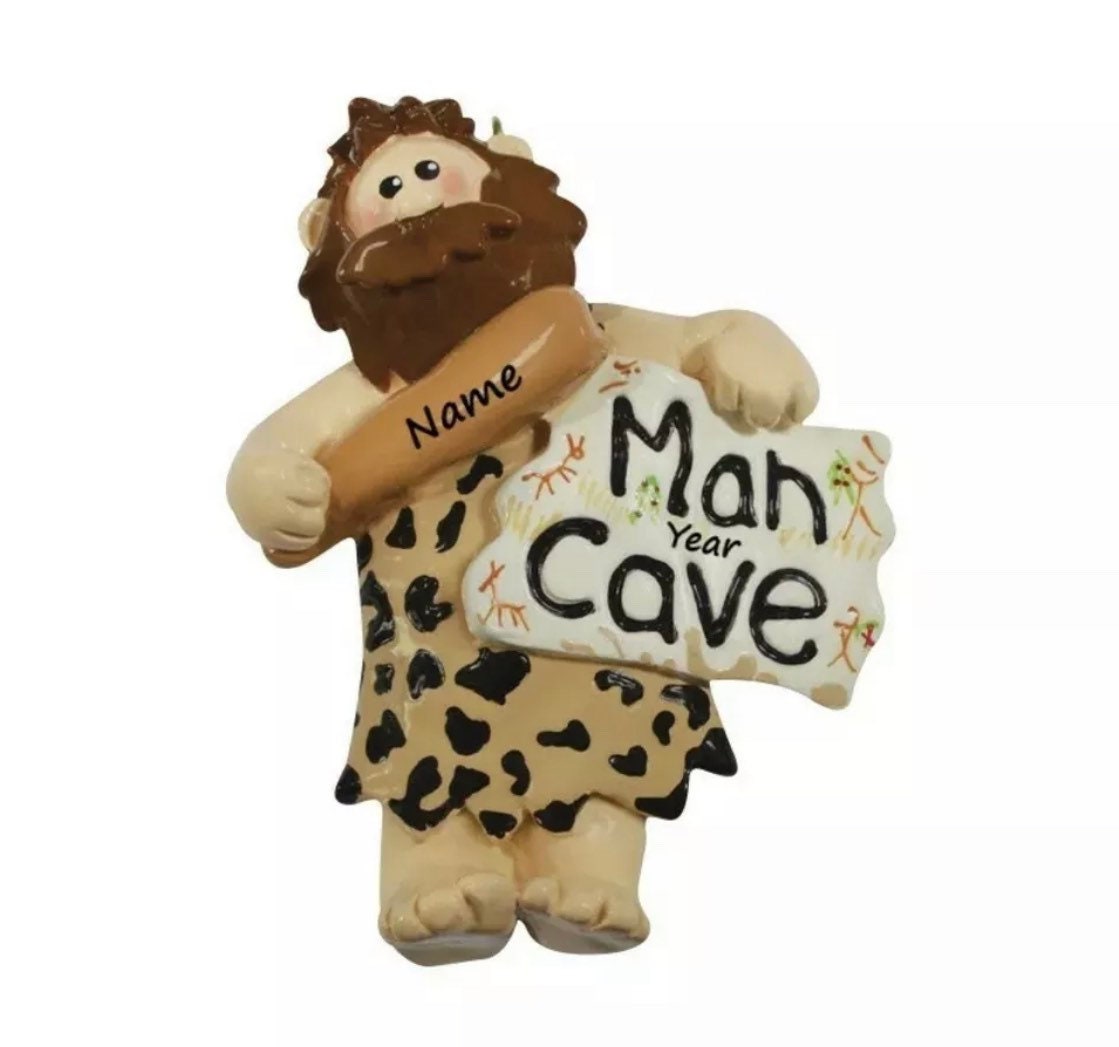 PERSONALIZED Mancave Caveman Christmas Ornament Mens 2021 Keepsake ...