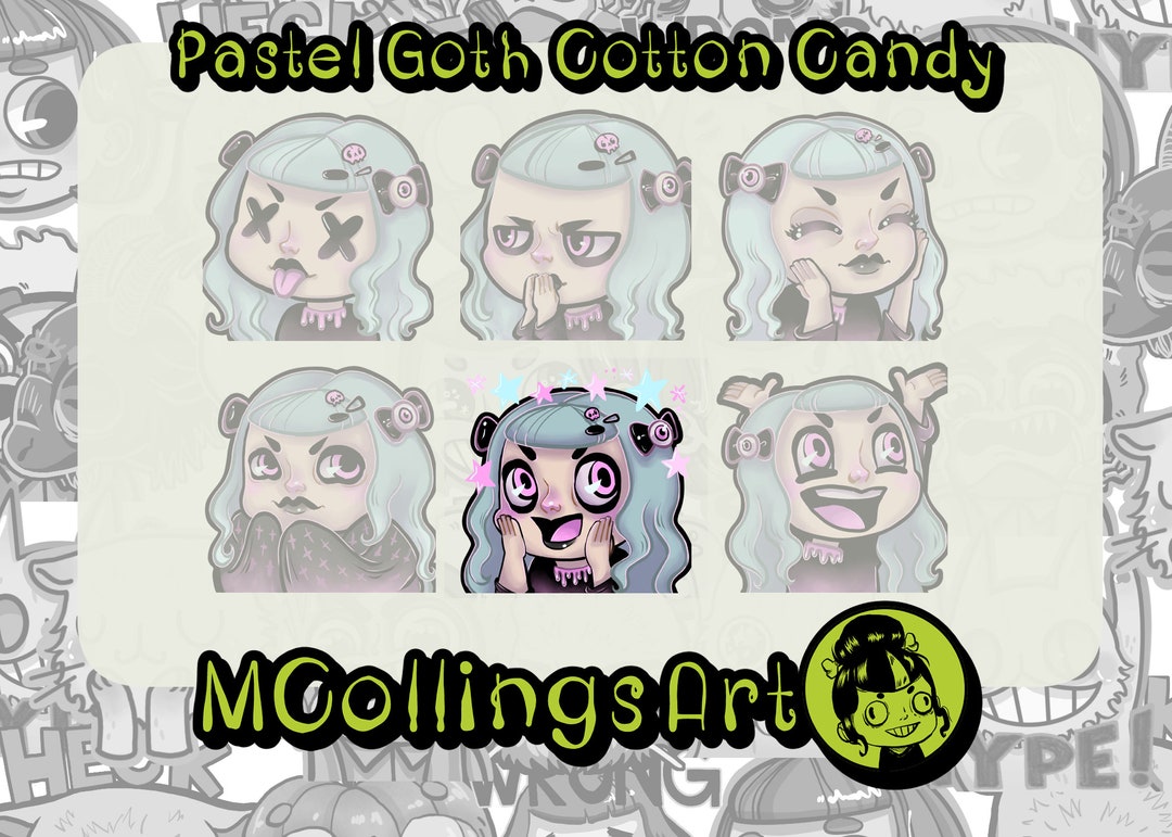 Pastel Goth Emote Happy cotton Candy Happy Emote Single Twitch Emote ...