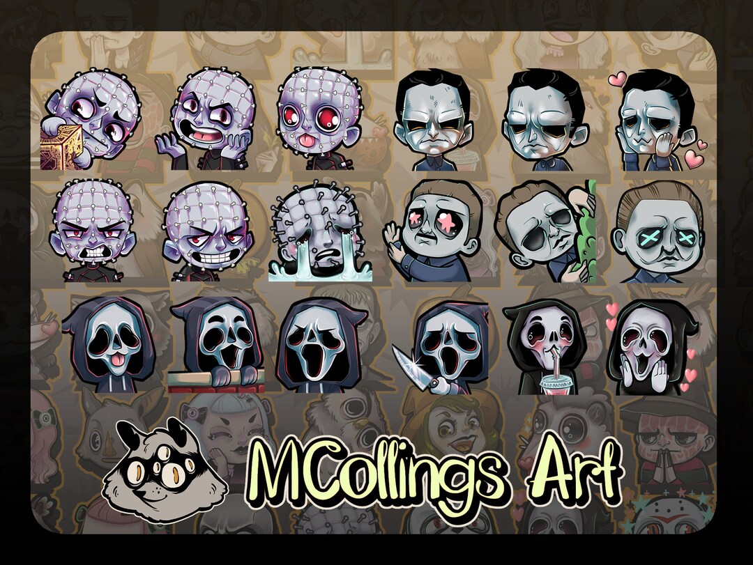 Slasher Emotes Mega Pack Set of 18 Horror Killers Twitch Emote Pack ...