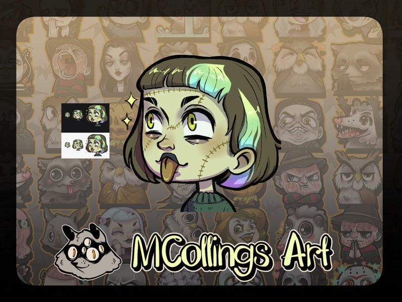 Monster Girl Frankenstein BLEP Emote Blep Emote Twitch - Etsy